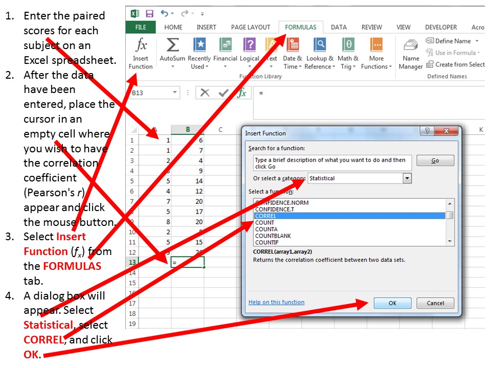 Using Excel To Calculate And Graph Correlation Data Educational