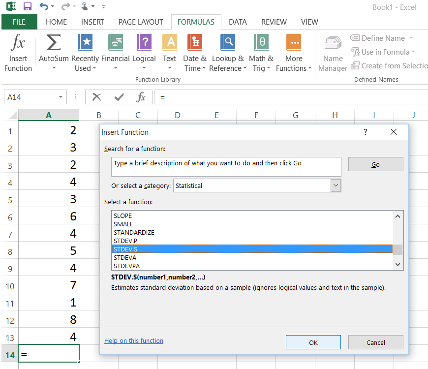 Calculating The Mean And Standard Deviation With Excel Educational 
